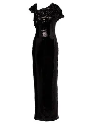 MARMAR HALIM Asymmetric Sequined Gown - Black