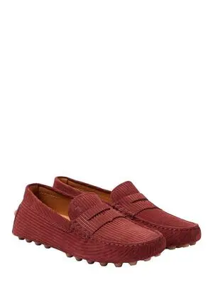 TOD'S Tod's Gommino Bubble Suede Driving Shoes - Rosso India Red