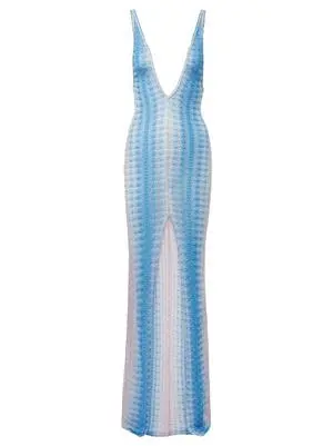Missoni Zigzag Ombré Lamé Maxi Dress - Blue