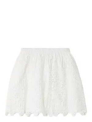 FRAME The Deco Scalloped Broderie Anglaise Cotton-Poplin Mini Skirt