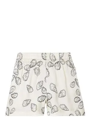 ANINE BING Kam Printed Silk-blend Charmeuse Shorts - Off-white