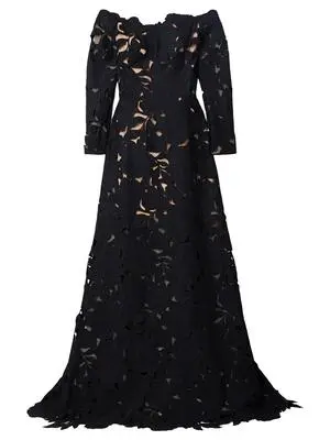 Costarellos Kasia Off-the-shoulder Corded Lace Gown - Black