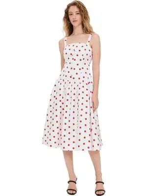 For Love & Lemons Polka-dot Print Midi Dress - White