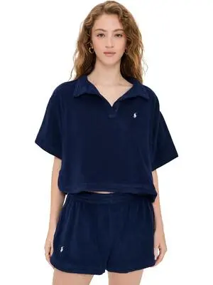Polo Ralph Lauren Terry Collar Shirt & Short Set - Navy