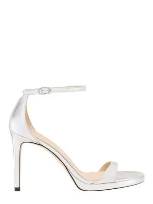 STUART WEITZMAN Nudist Metallic Ankle-wrap Platform Sandals - Silver