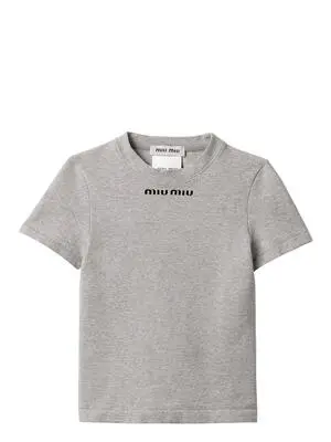 Miu Miu Ribbed Knit T-shirt - Grigio/melange