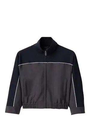 Miu Miu 3/4-sleeve Cropped Track Jacket - Ematite/navy