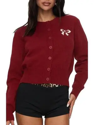 Princess Polly Bow Cardigan - Red