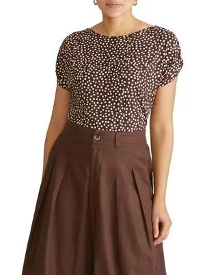 Universal Standard Helena Divine Jersey Top Brown/white Dot