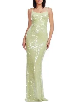 Dress The Population Giovanna Sequin Mermaid Gown - Celery Juice