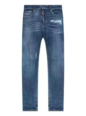 Dsquared2 Straight Leg Jeans With Logo Tag - Blue