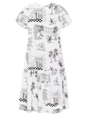 Verandah Graphic-print Midi Dress - White