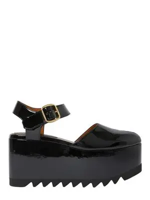 Stella McCartney Elyse Patent Platform Sandals - Black