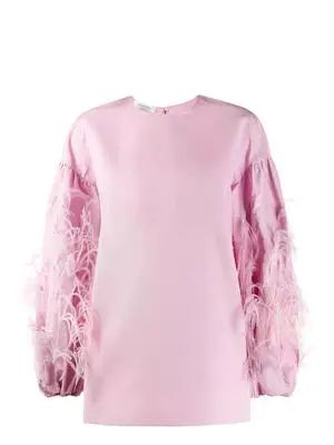 Valentino Garavani Feathered Sleeve Top - Pink