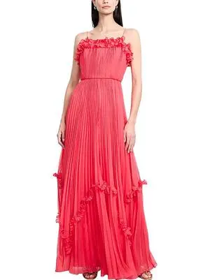 Bcbgmaxazria Shirred Ruffle Gown - Dahlia