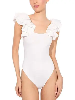 Alice + Olivia Tawny Ruffle Sleeve Bodysuit - Off White