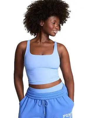 Pink Seamless Strappy Tank Top Blue