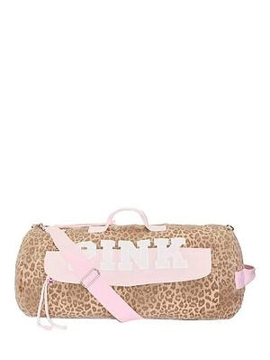Pink Canvas Rolled Duffle Bag - Print