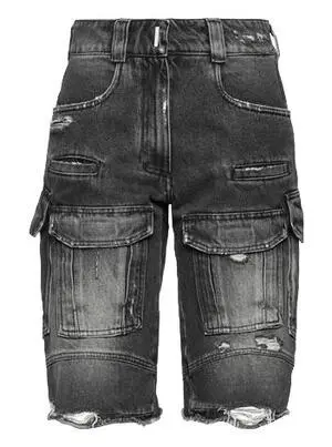 Givenchy Distressed Denim Cargo Shorts - Black