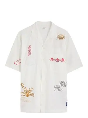 Universal Works Minari Embroidered Cotton-poplin Shirt - Ecru