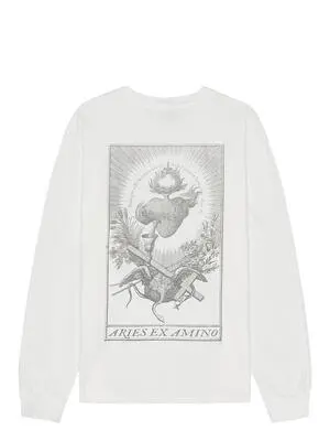 Aries Faded Ex Amino Long Sleeve Tee In White - Off White