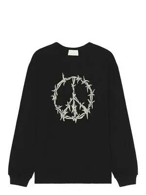 Aries Peace Press Gothic Waffle Long Sleeve Tee - Black