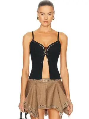 LUDOVIC DE SAINT SERNIN Eyelet Cleavage Top - Black