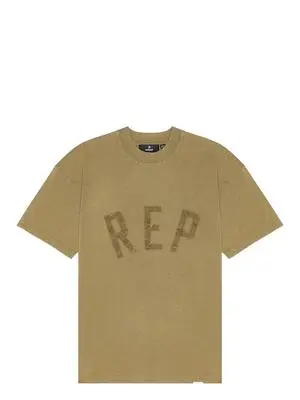 REPRESENT Rep Applique T-shirt In Olive - Fawn