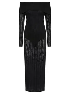 Rebecca Vallance Lorelei Off-shoulder Knitted Dress - Black