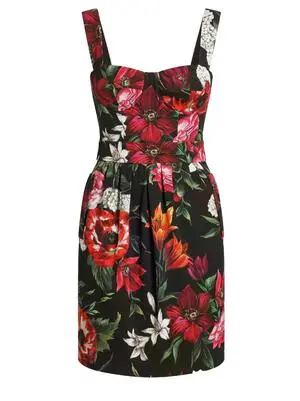 Dolce & Gabbana Floral-print Mini Dress - Black