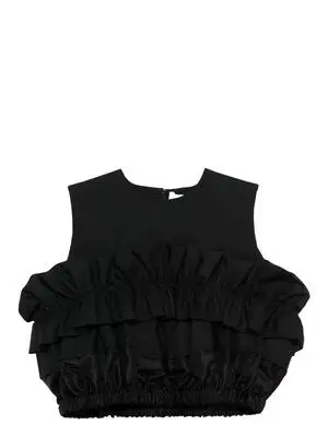 Noir Kei Ninomiya Ruffle-detail Crop Top - Black