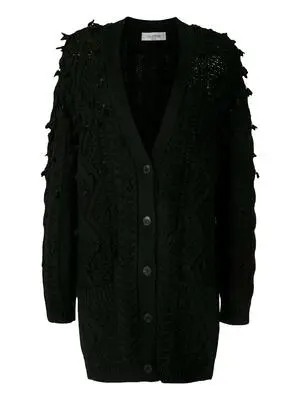 Valentino Garavani Oversized Tassel-trim Cardigan - Black