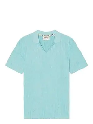 Scotch & Soda Jacquard Short Sleeve Polo In Teal - Sea Blue