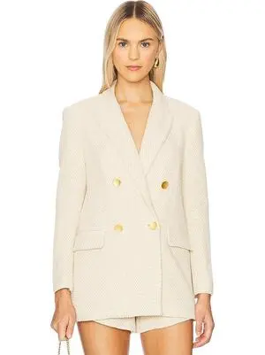 L'Agence Riva Knit Double Breasted Blazer - White  Ivory  & Gold