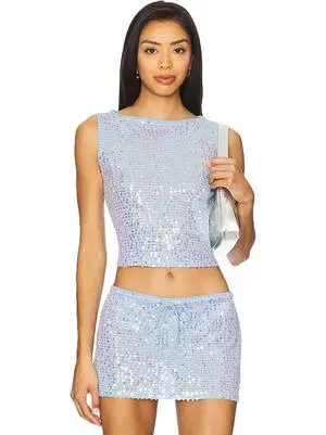 LOVERS AND FRIENDS Erin Sequin Top - Light Blue Sequin