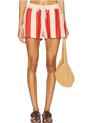 MAUDE CLUB Monroe Shorts - Red Beige Stripe