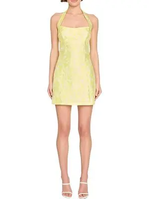 Amanda Uprichard Emalin Jacquard Satin Cocktail Minidress - Yellow