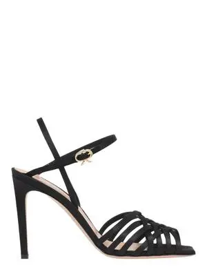 GIANVITO ROSSI Kerry Satin Strappy Stiletto Sandals - Black Fabric