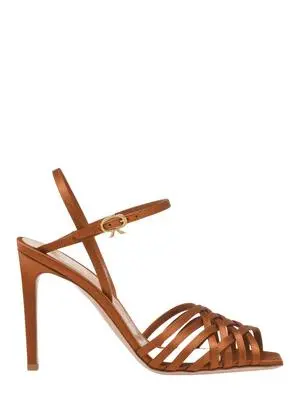 GIANVITO ROSSI Kerry Criss-cross Sandal - Brown Satin