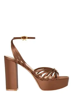 GIANVITO ROSSI Rita Open Toe Sandals - Brown Fabric