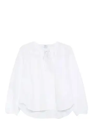 Aspesi Linen Tie Neck Blouse - White