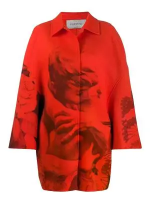 Valentino Garavani Lovers Print Oversized Coat - Red