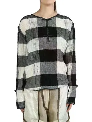 COMMUNS Plaid Long-sleeve Top - Black