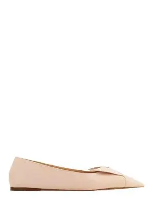 FERRAGAMO Bow Leather Ballerina Shoes - Pink