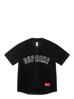 Supreme Velvet Baseball Shirt - Black