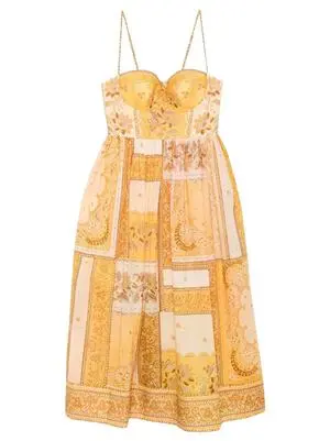 Zimmermann Lucky Corset Midi Dress - Yellow