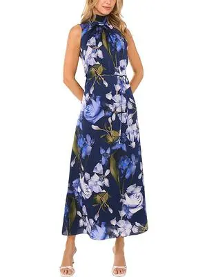 Ted Baker London Printed Bow Tie Maxi Dress - Classic Navy