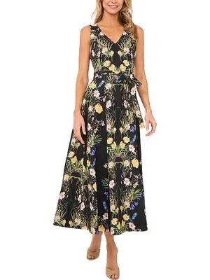 Ted Baker London Floral Tie Neck Maxi Dress - Rich Black