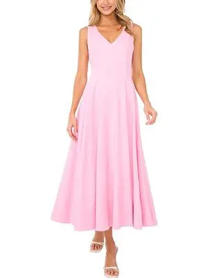 Ted Baker London Sleeveless V-neck Pleated Maxi Dress - Ballet Slipper