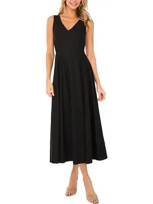 Ted Baker London Sleeveless V-neck Pleated Maxi Dress - Rich Black